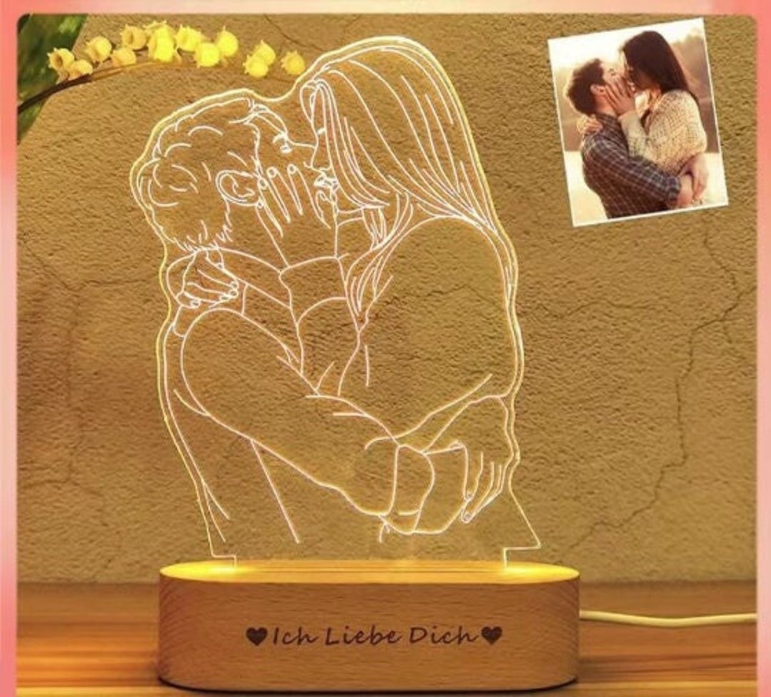 Personalized 3D Photo Lamp, Photo Engraving, Lamp LED Night Light ...