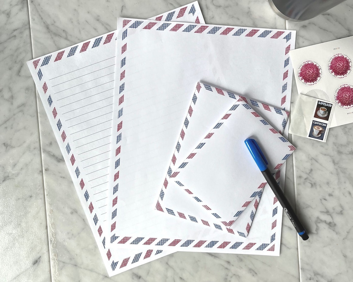 Air Mail Border Printable Stationery A4 8.5X11 Letter 2 - Etsy