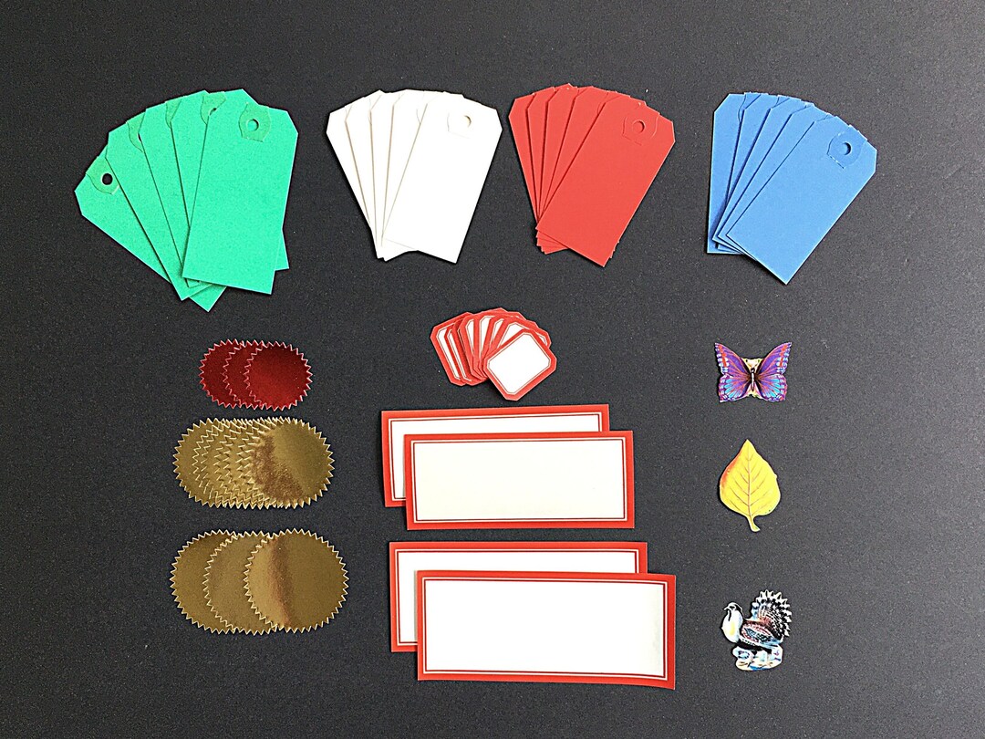 Dennison Labels, Tags, and Seals - Large 50 Piece Sampler Vintage ...