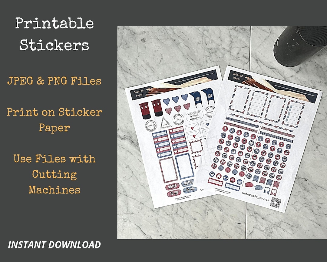 Airmail Stickers: Printable Pen Pal & Planner Stickers (digital ...