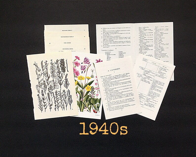 Vintage Paper Bundle - 6 Decades of Paper Pieces From 1940s, 1950s ...