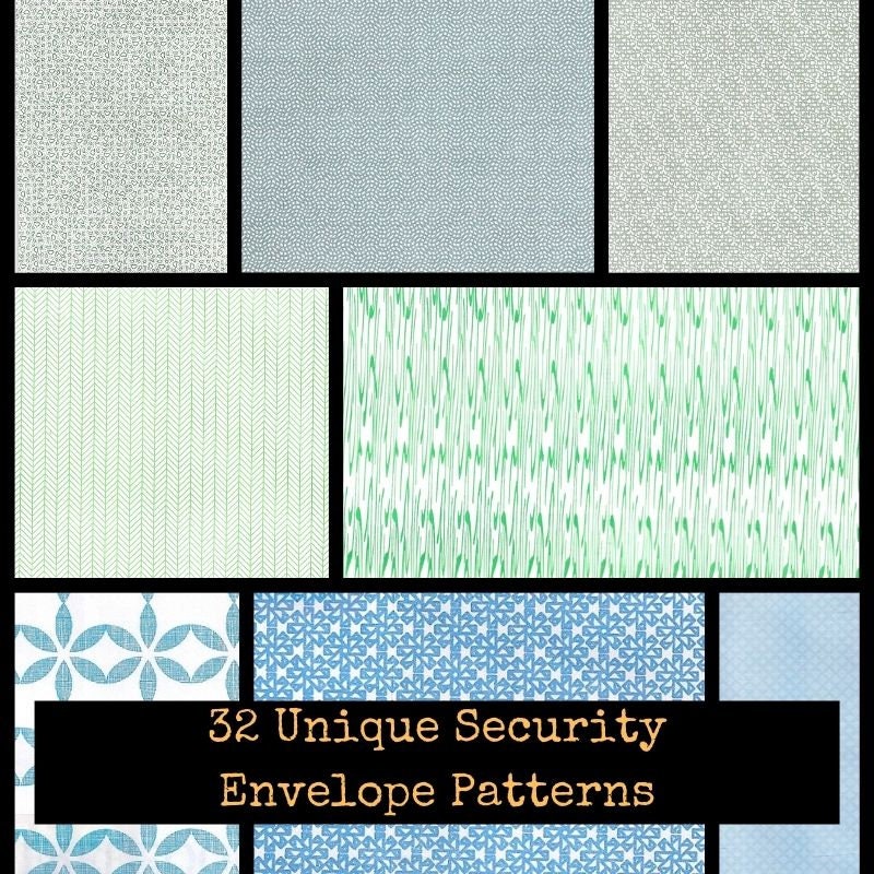 32 Bright Colored Security Envelope Patterns Digital Collage Sheets ...