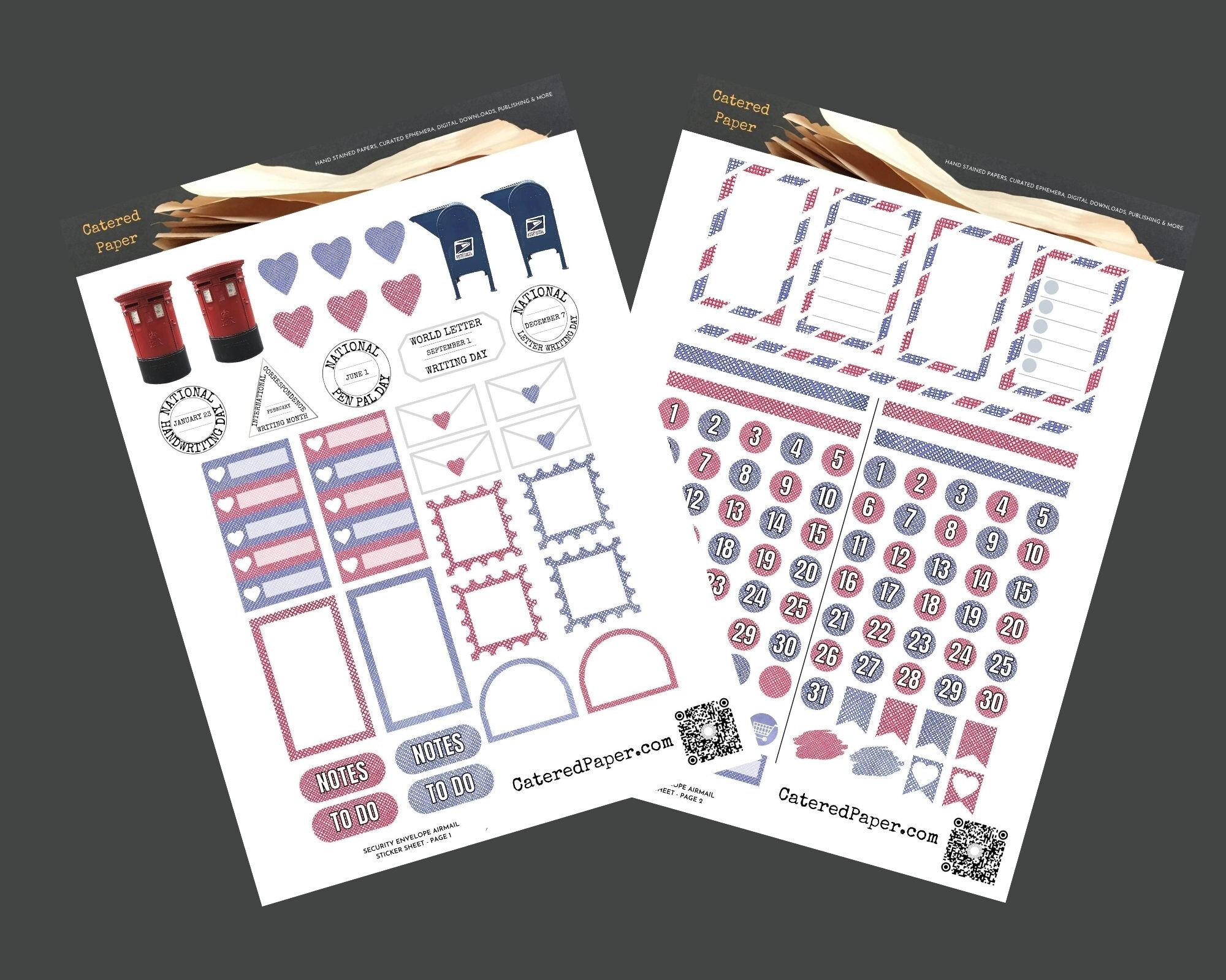 Air Mail Themed Printable Stickers JPEG & PNG Files, Digital Download ...