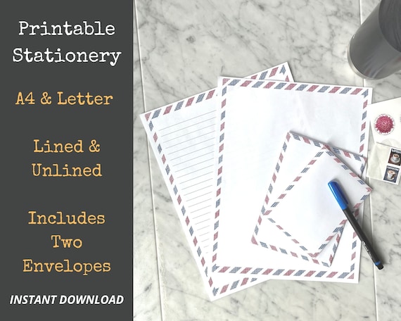 Air Mail Border Printable Stationery A4 8.5X11 Letter 2 | Etsy
