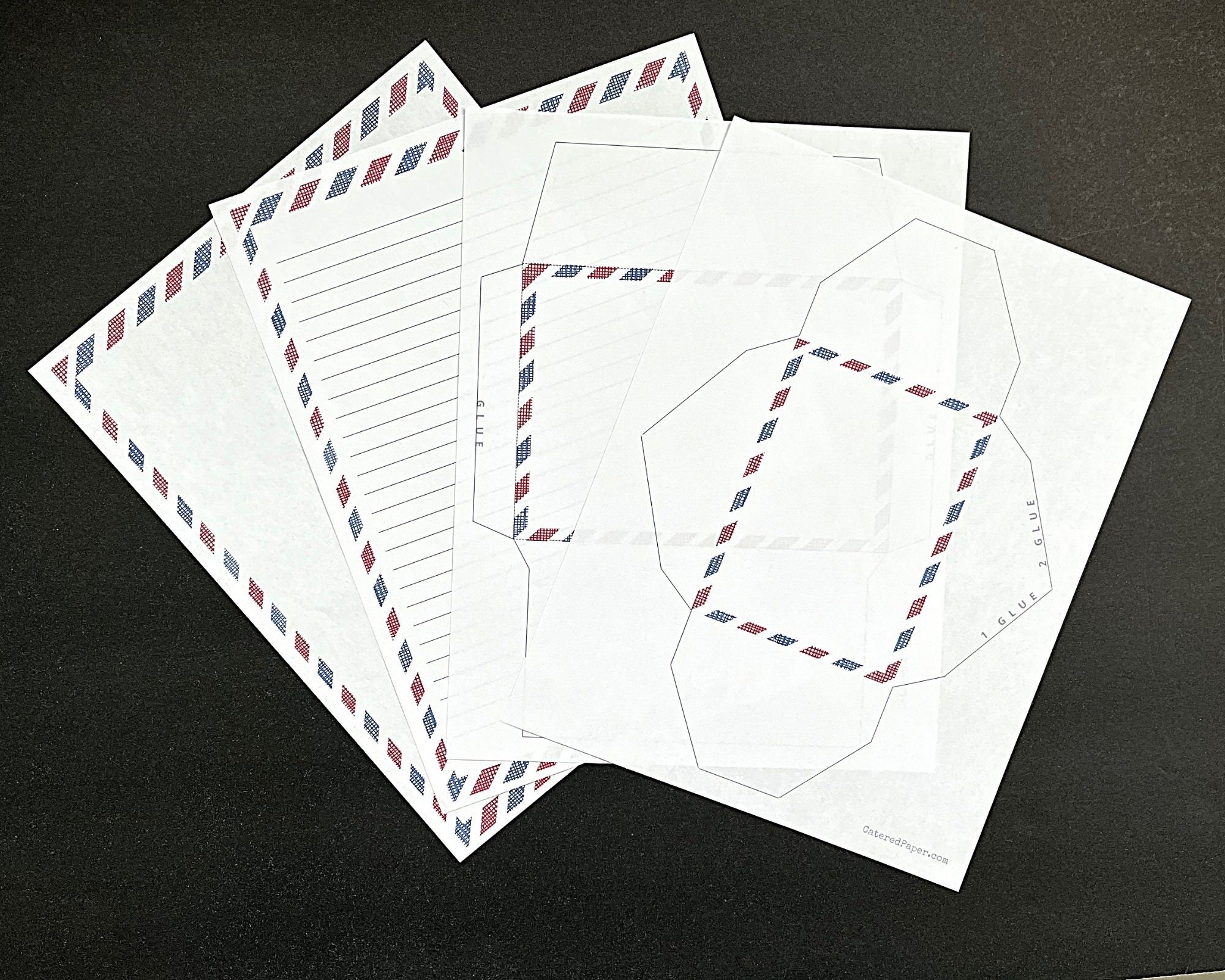 Air Mail Border Printable Stationery A4 8.5X11 Letter 2 Envelopes ...