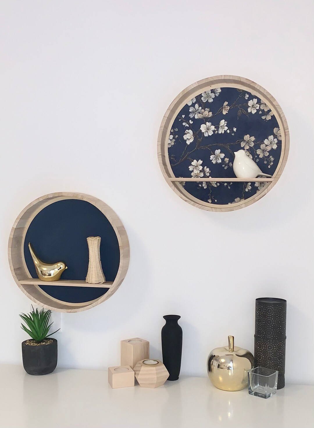 Stylized Wooden Round Shelf - Etsy