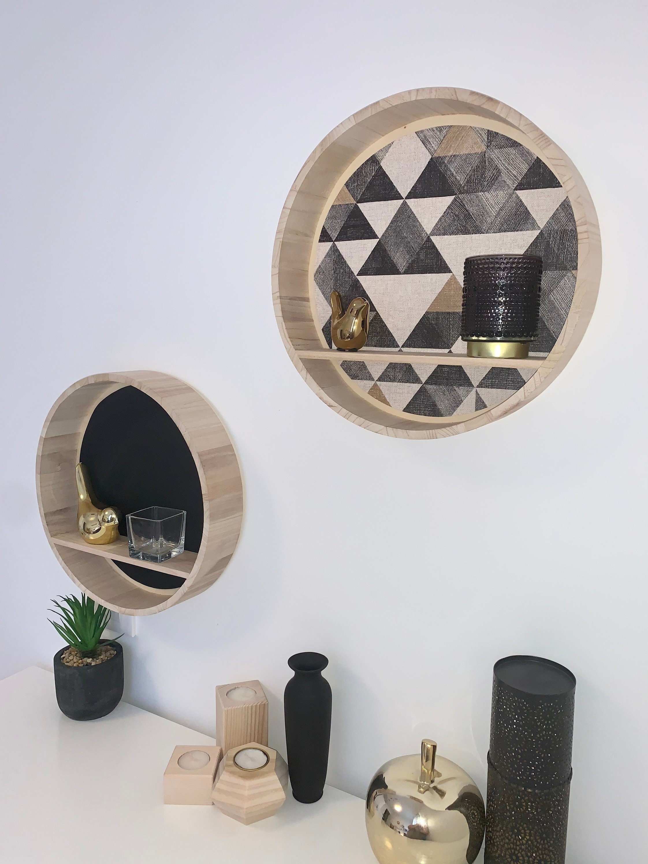 Stylized Wooden Round Shelf - Etsy