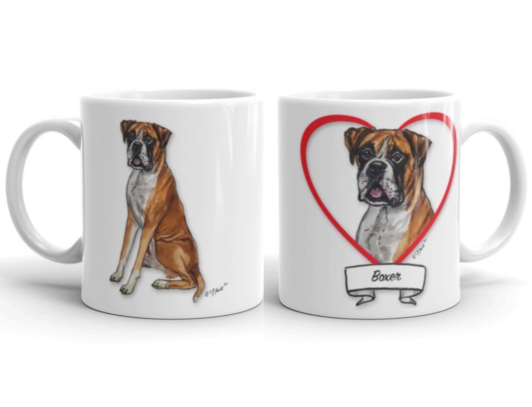 Boxer Mug | Boxer Art | Boxer Watercolor | Boxer | Dog Art | Boxer Gift ...