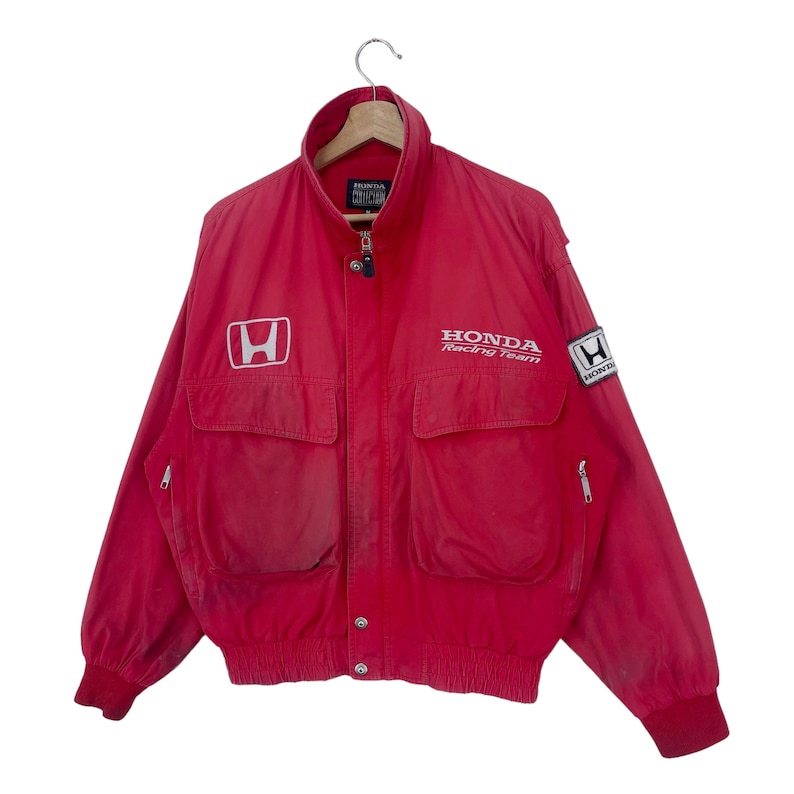 Vintage Honda Racing Team Bomber Jacket Zipper/button Embroidered Logo ...