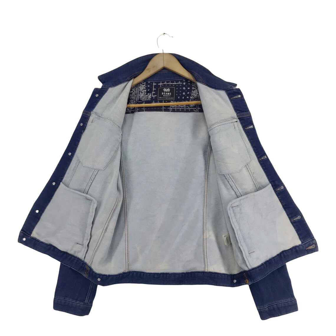 Vintage Beams Soft Denim Jacket Button Double Pocket Beams Denim ...