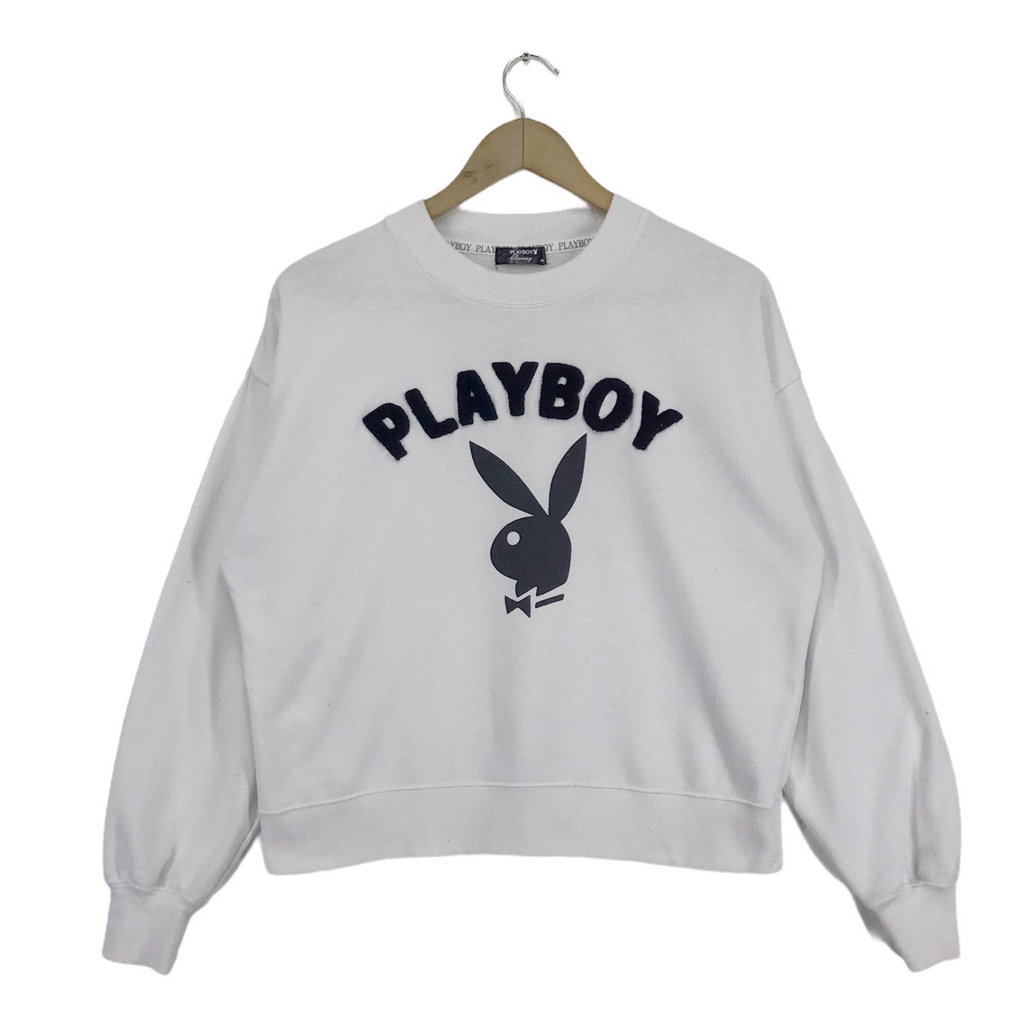 Vintage Playboy Crop Top Sweatshirt Crewneck Playboy Bunny Big Logo Spellout Jumper Sweatshirt ...