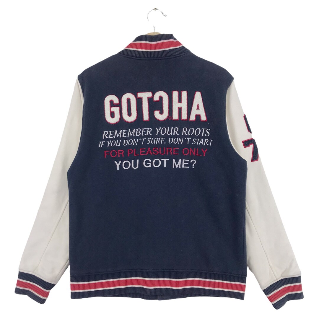 Vintage Gotcha Varsity Jacket Snap Button Spell Out Logo American ...