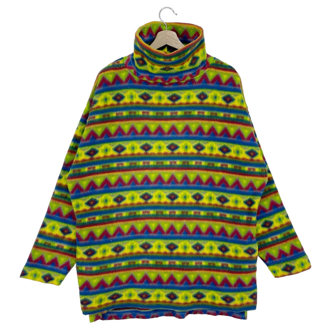 Vintage Snow Life Fleece Pullover Sweater Rainbow Native/navajo/ Art ...