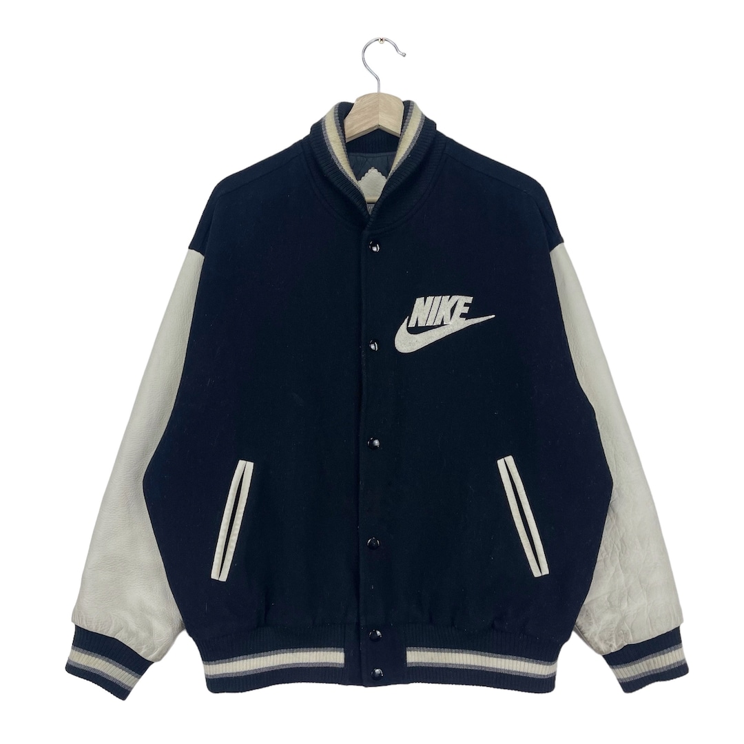 Vintage Nike Letterman Jacket Wool/leather Patches Logo Varsity Jacket ...