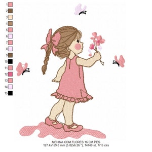 Girl Embroidery Designs With Flowers - Embroidery Drawing Machine ...
