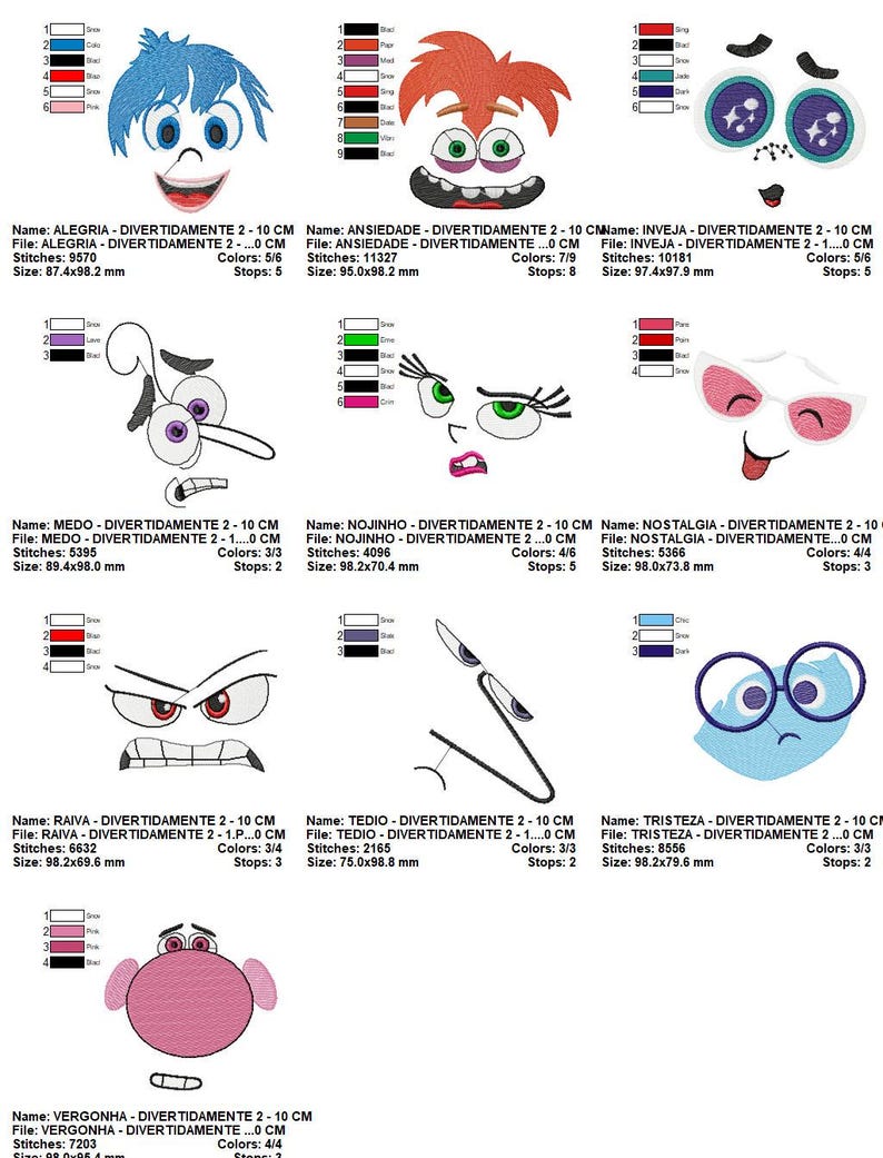 Inside Out 2 Embroidery Design, Embroidery Design Joy, Sadness ...