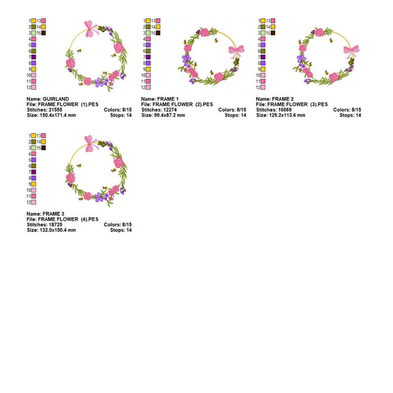 Frame Flowers Embroidery Designs Frame Embroidery Design - Etsy