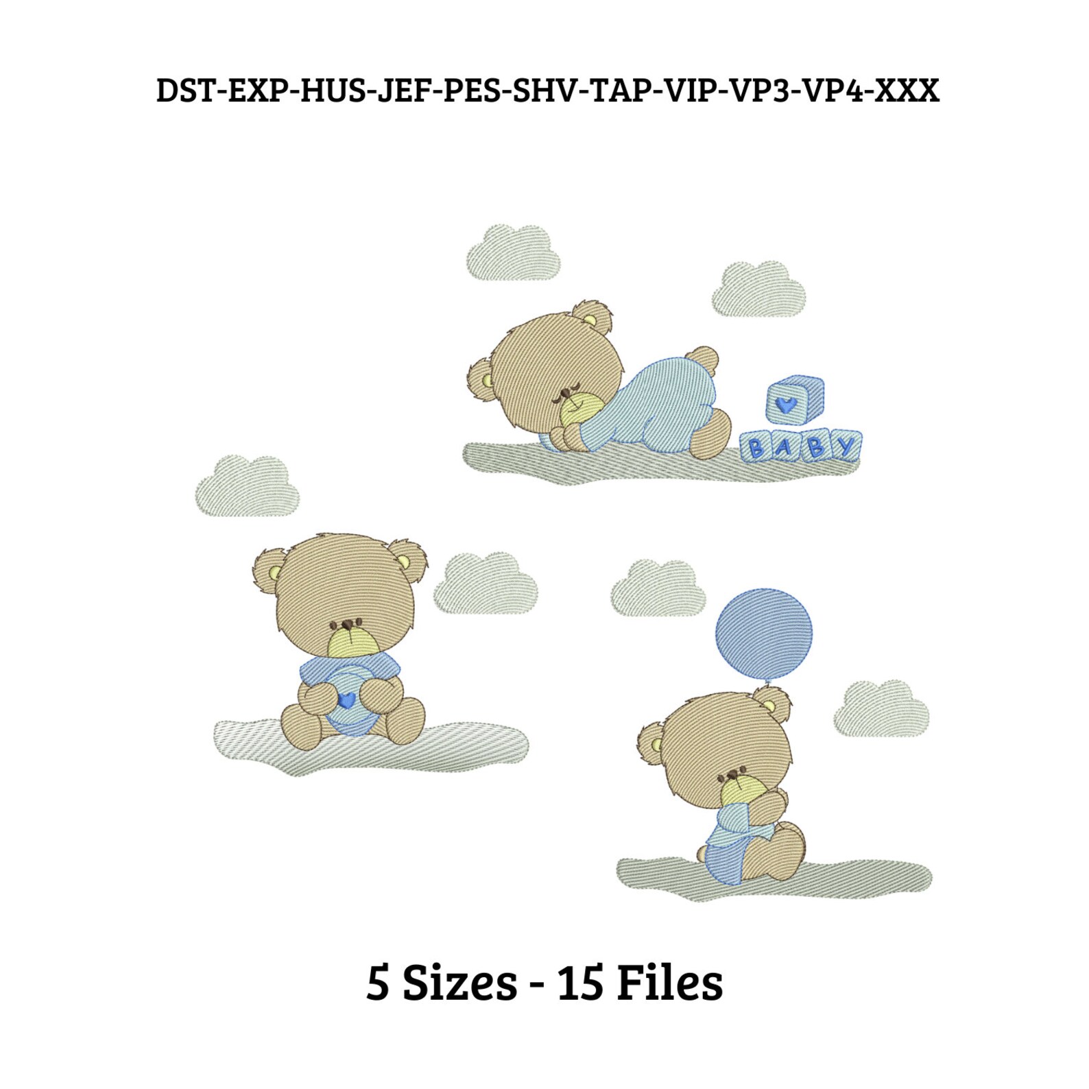 Baby Bear Embroidery Design Balloons, Bear Drawing Machine, Bear With ...