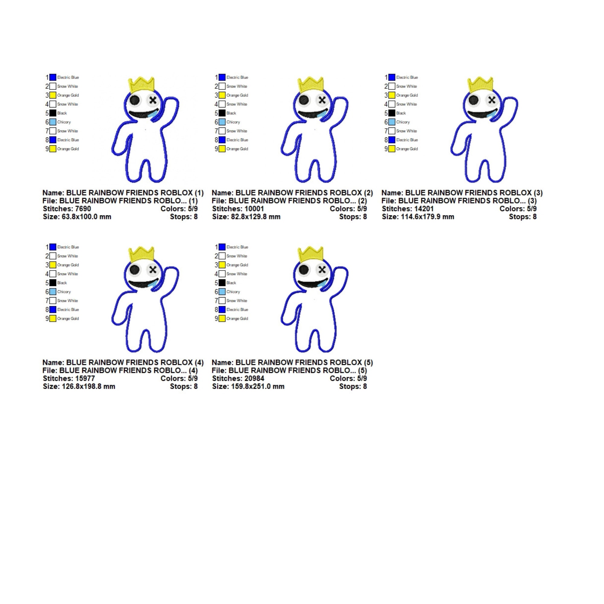 Rainbow Friends Roblox Embroidery Design Machine Embroidery Pattern ...