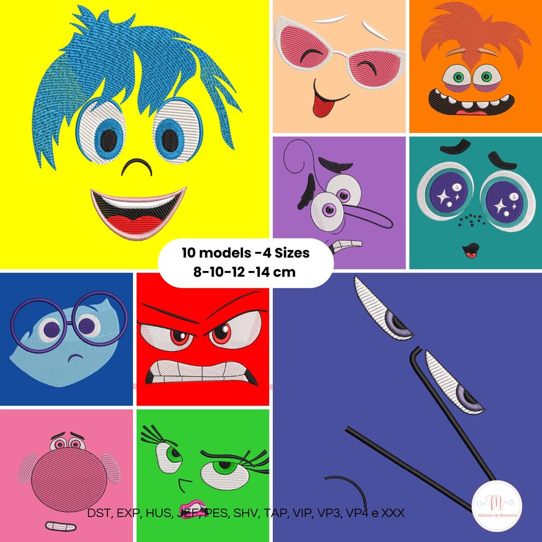 Inside Out 2 Embroidery Design, Embroidery Design Joy, Sadness ...