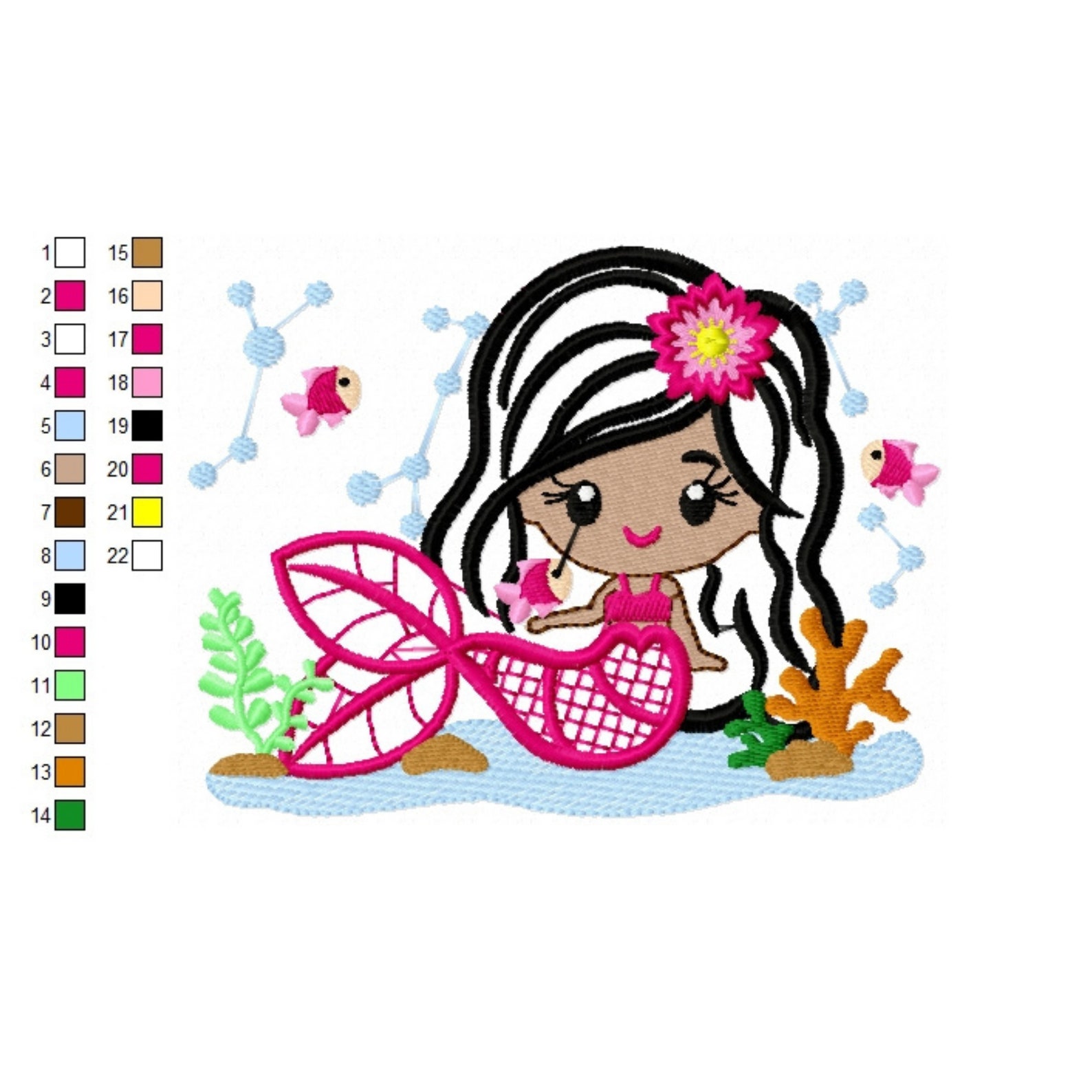 Mermaid Applique Embroidery Design, Embroidery Design Machine for Girls ...