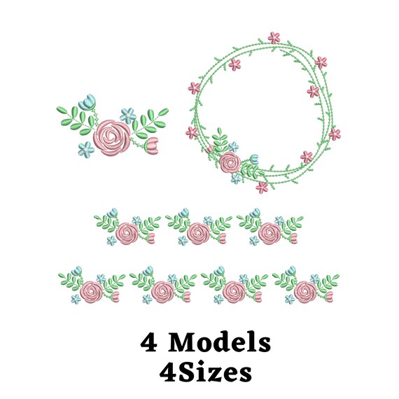 Rose Frame Embroidery Design Rose Embroidery Design Frame | Etsy