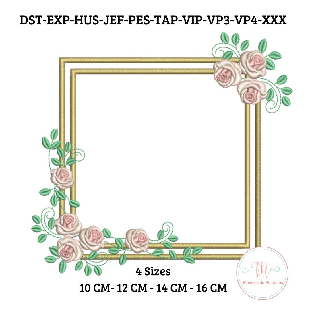 Square Rose Frame Embroidery Design,embroidery Pattern, File Instant ...