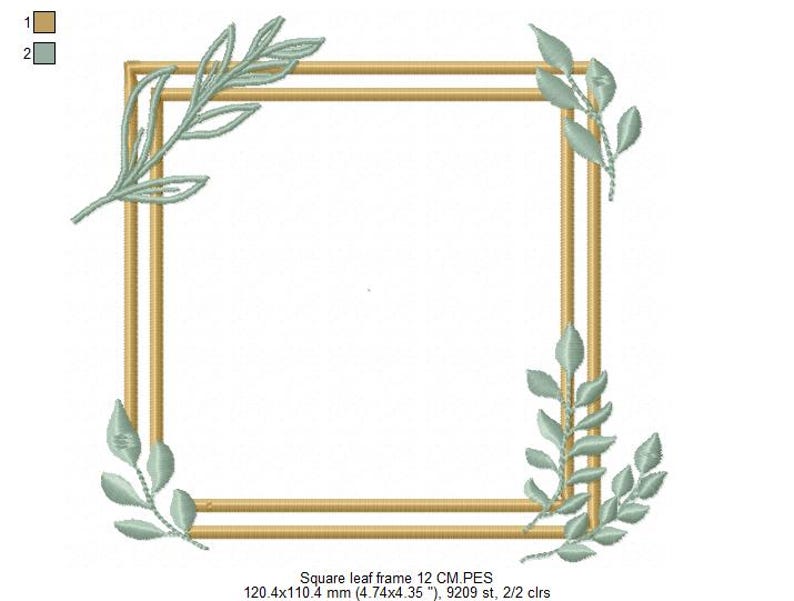 Square Leaf Frame Embroidery Design,embroidery Pattern, File Instant ...