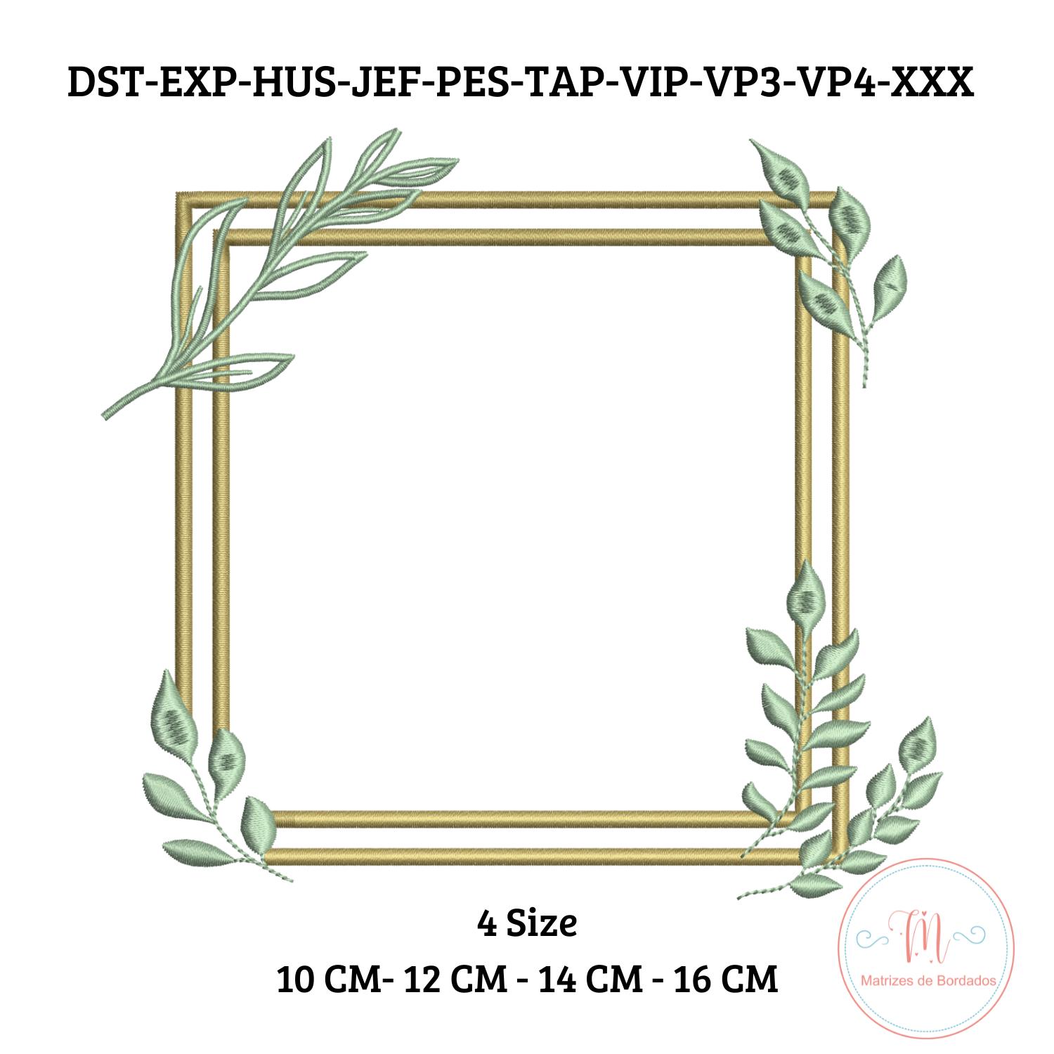 Square Leaf Frame Embroidery Design,embroidery Pattern, File Instant ...