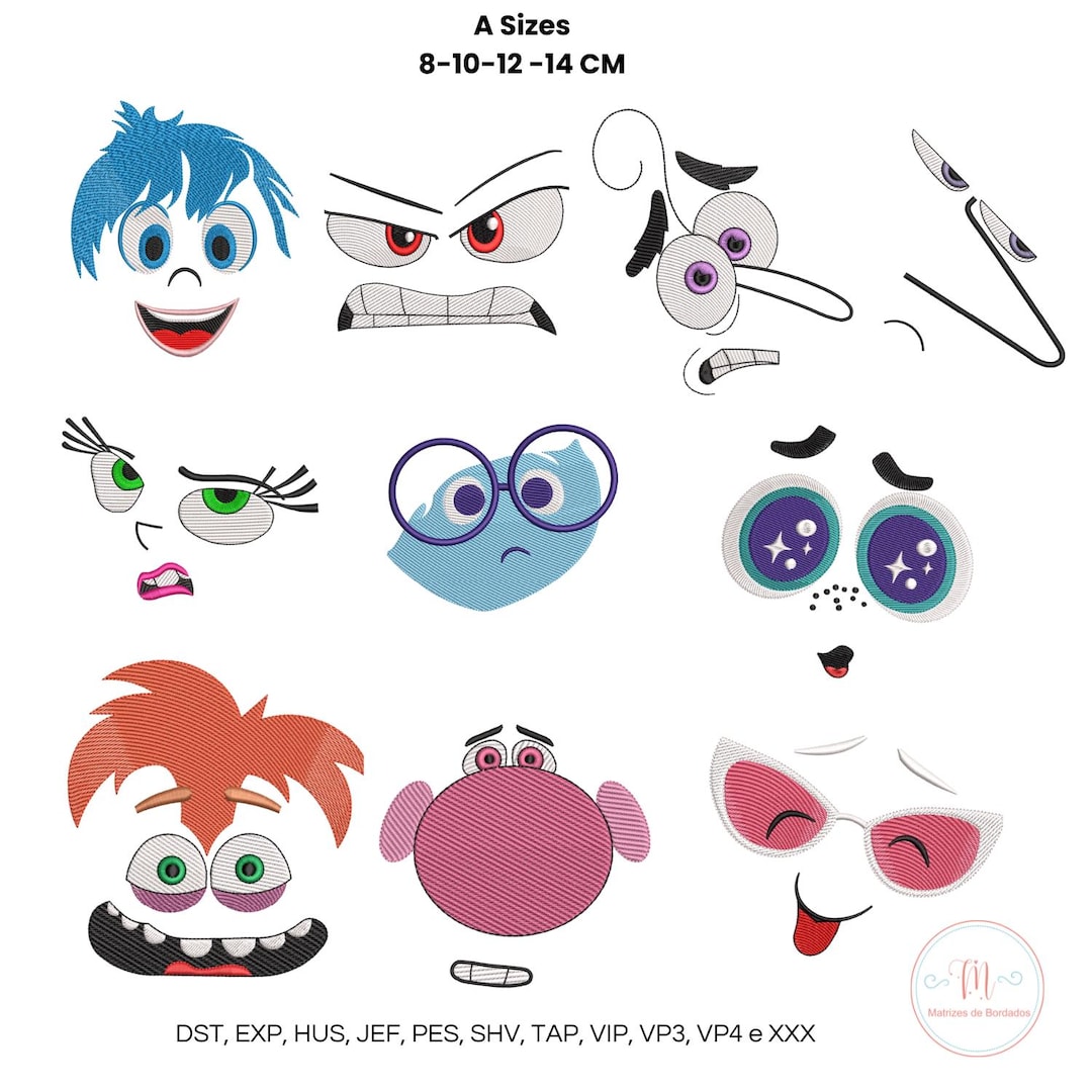 Inside Out 2 Embroidery Design, Embroidery Design Joy, Sadness ...