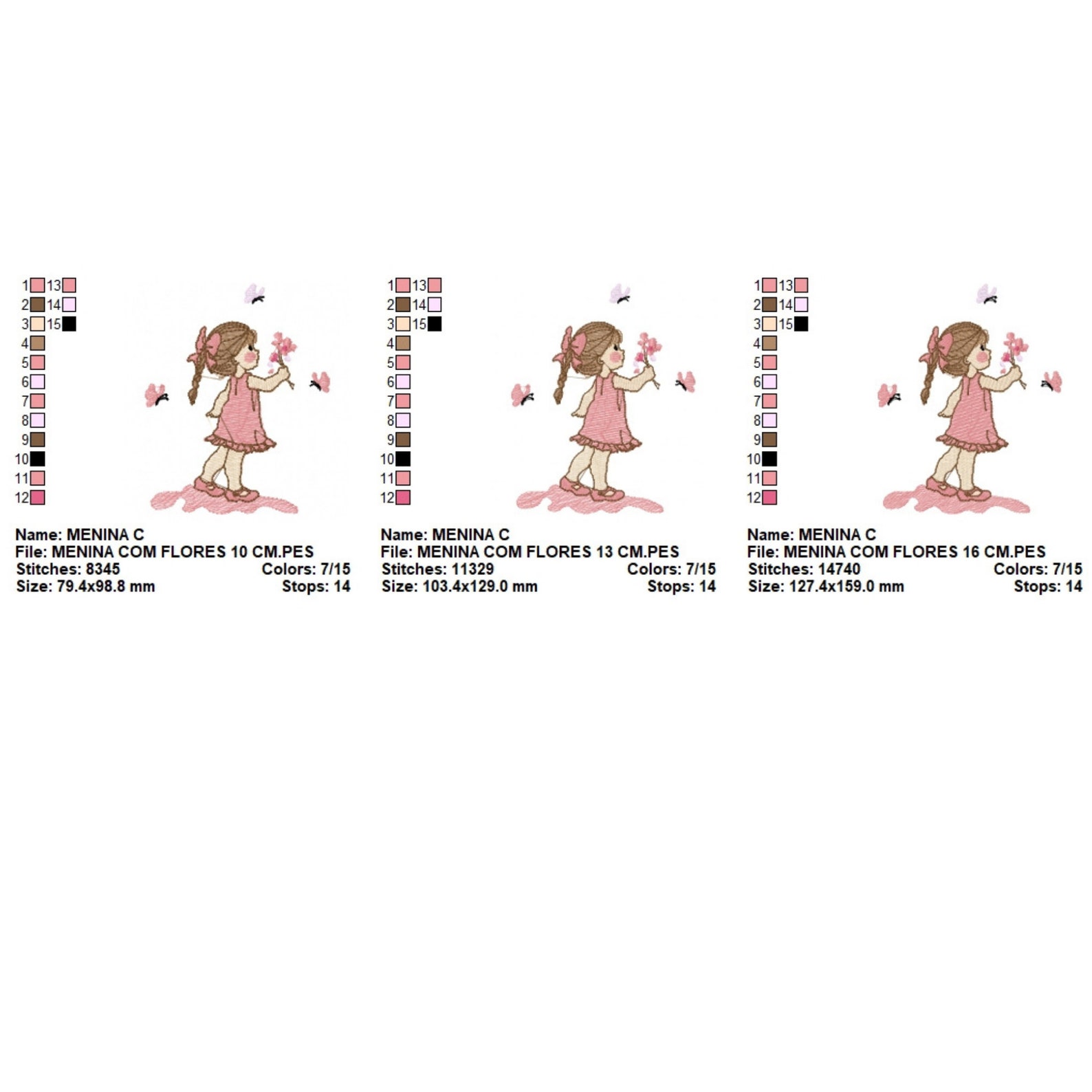 Girl Embroidery Designs With Flowers Embroidery Drawing - Etsy