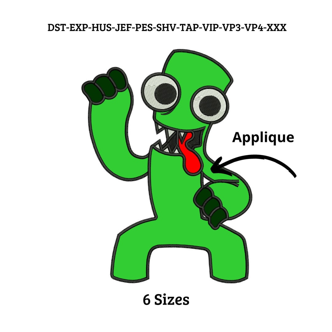Green Rainbow Friends Roblox Applique Embroidery Design Machine Pattern ...