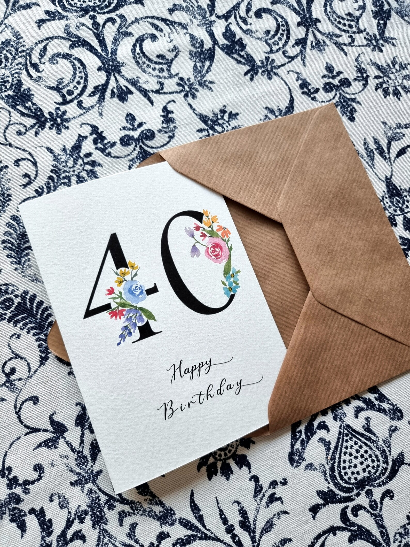 Personalised 40th Birthday Card Add a Name Watercolour - Etsy