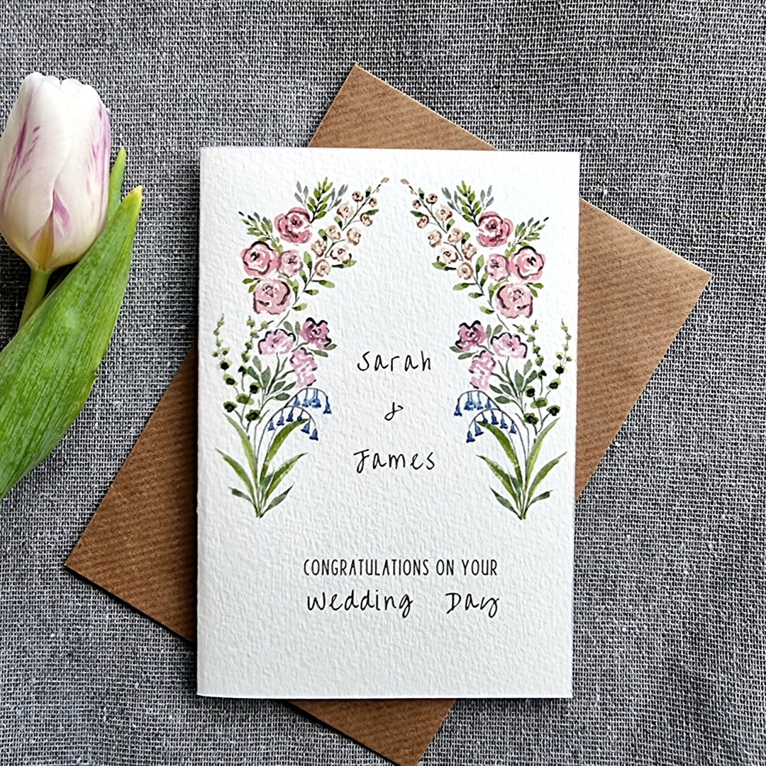 Personalised Wedding Card | Handmade Watercolour Card | Marriage ...