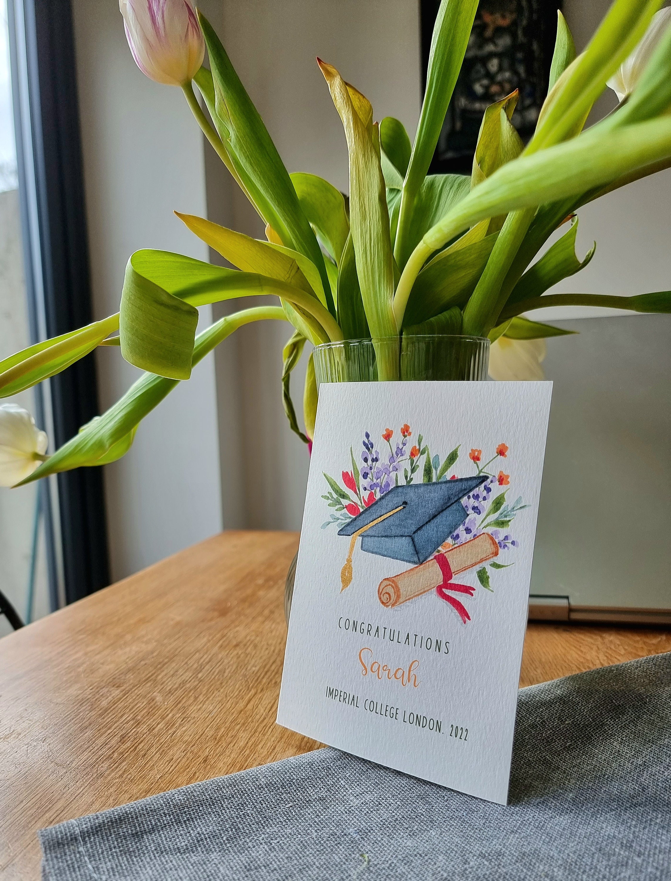 Personalised Graduation Card Customised Handmade Watercolour - Etsy UK