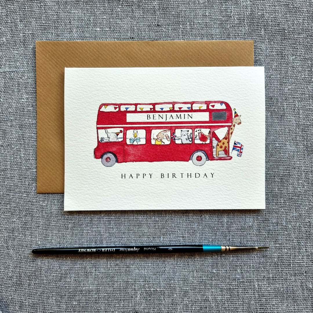 Personalised London Bus Birthday Card for Boy and Girls, Grandson ...
