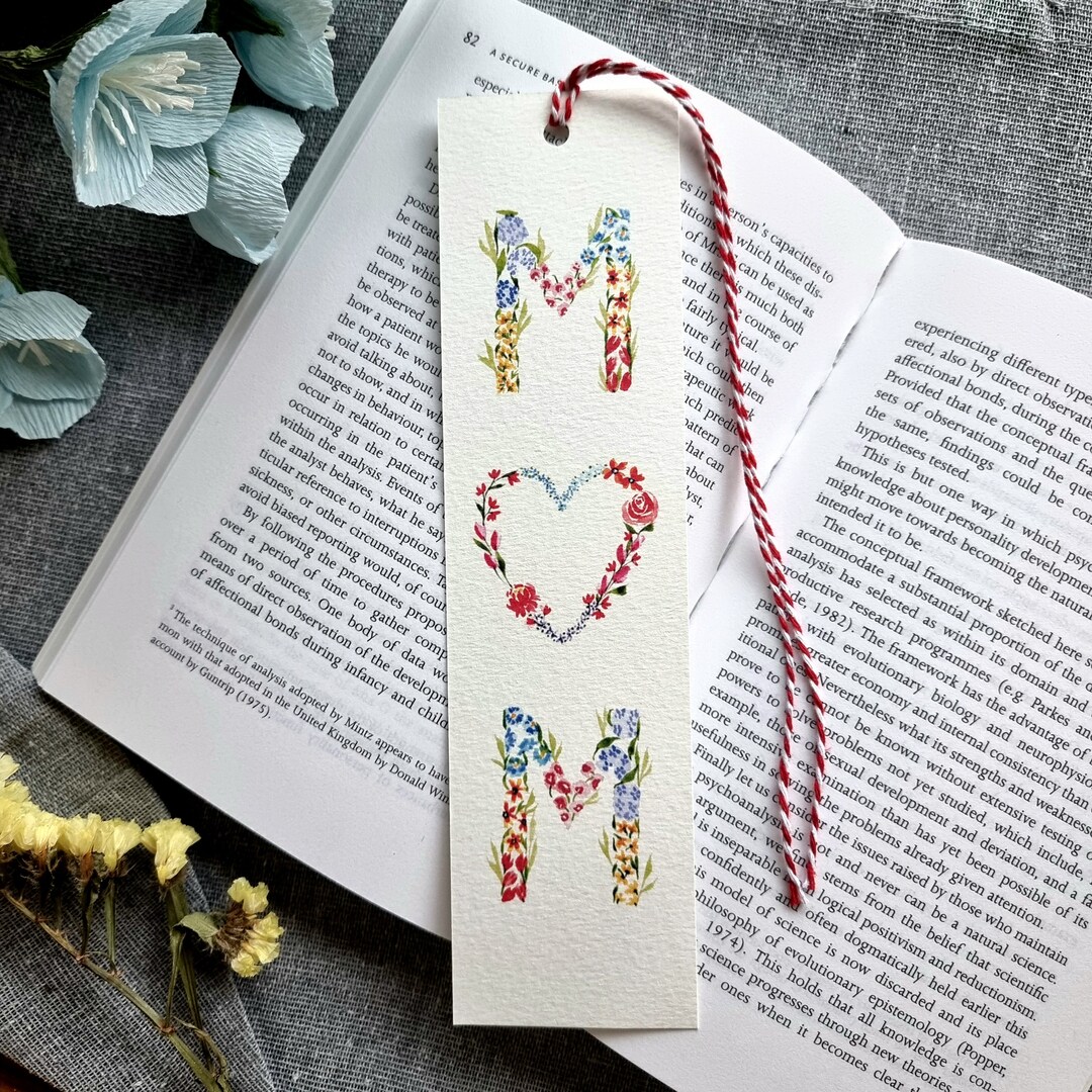 Floral Bookmark for Mother's Day | Handmade Watercolour Booklover, for ...