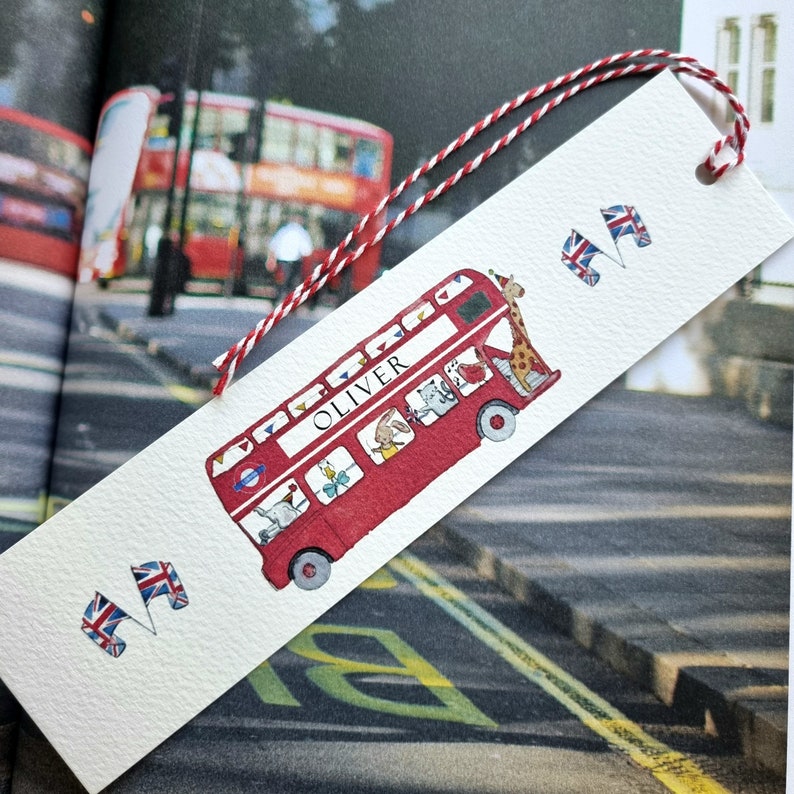 Personalised London Bus Bookmark | Animal Party, Doubledecker, Add Name ...