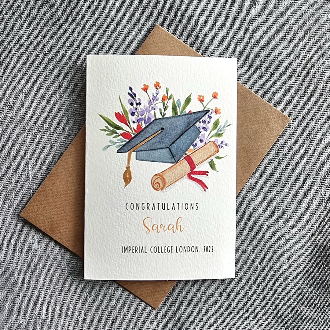 Personalised Graduation Card | Customised Handmade Watercolour Card ...