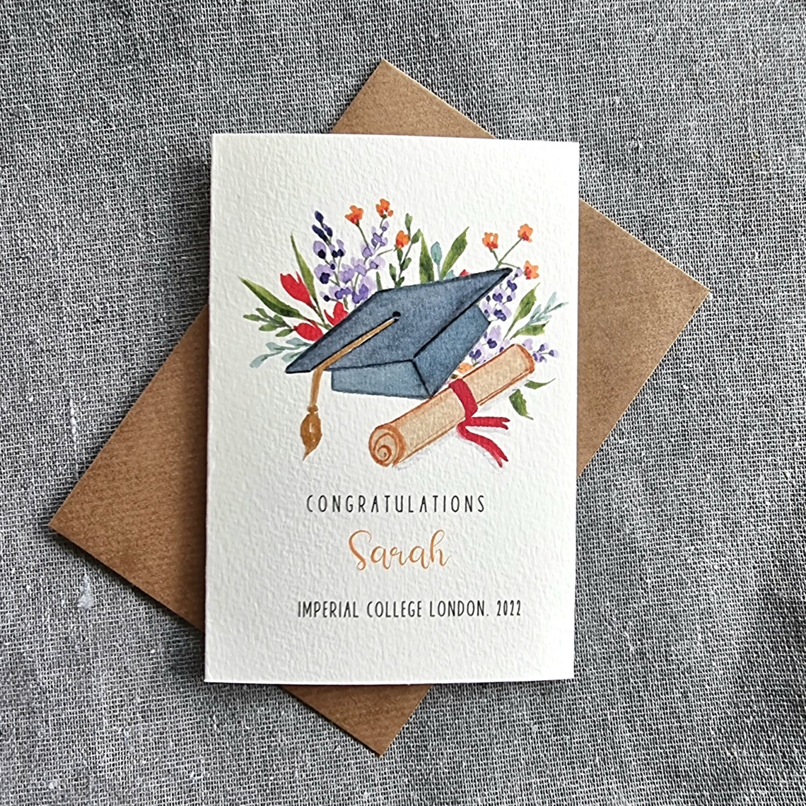 Personalised Graduation Card | Customised Handmade Watercolour Card ...