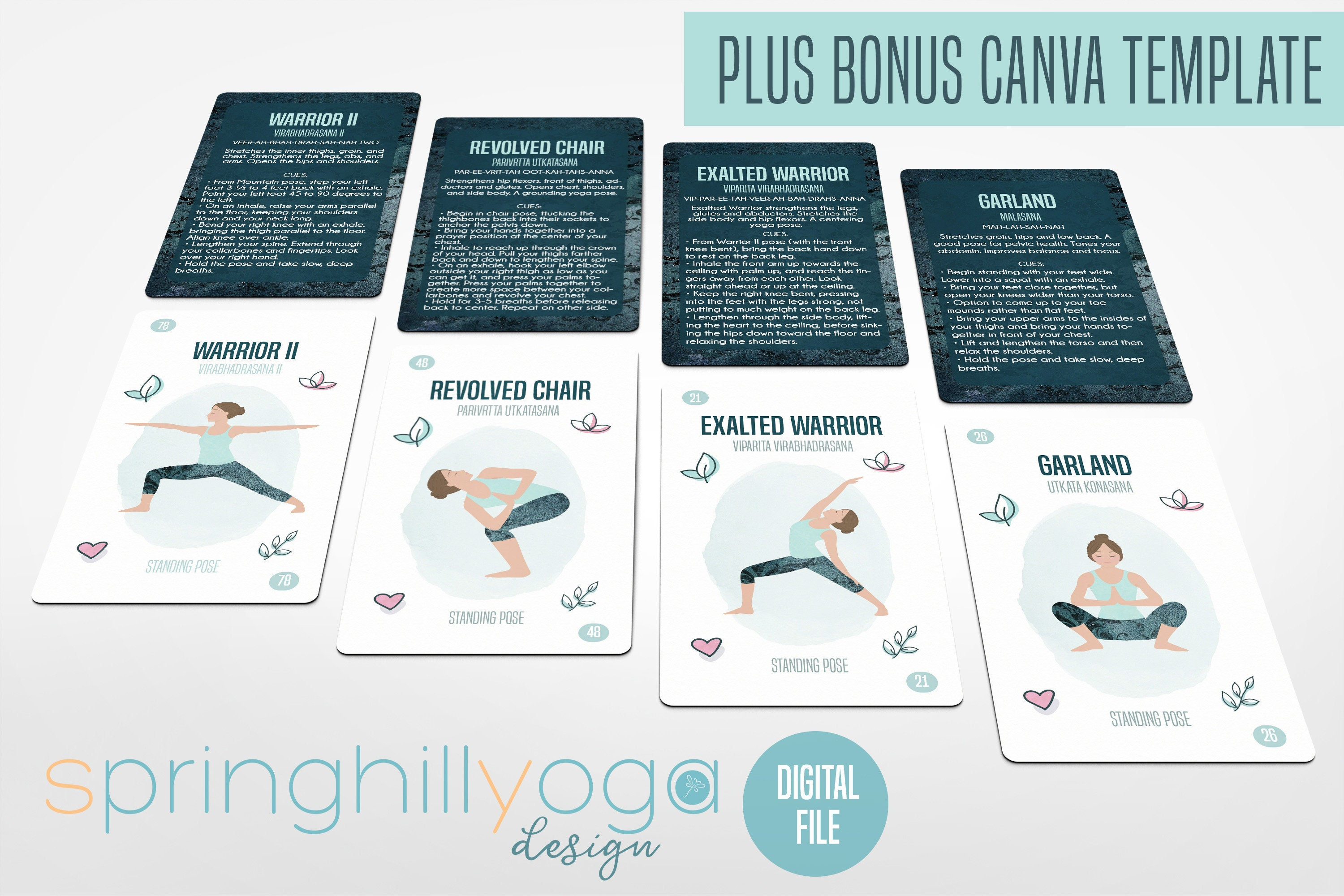 Yoga Pose Cards, Asana Cards, Yoga Flashcards, Yoga Cards, Yoga Teacher ...