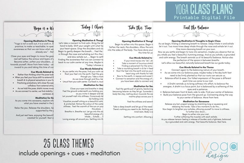 40 Yoga Class Plans + 25 Theme Scripts + 25 Addit. Meditations + 9 Yoga ...