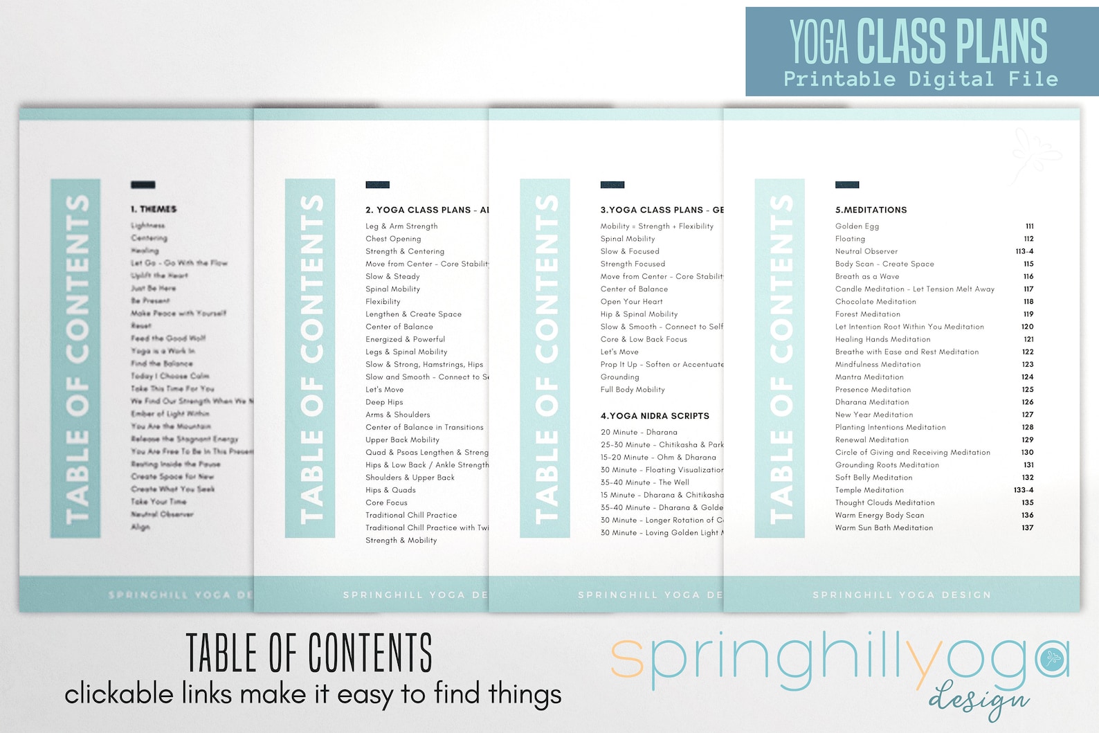 40 Yoga Class Plans + 25 Theme Scripts + 25 Addit. Meditations + 9 Yoga ...