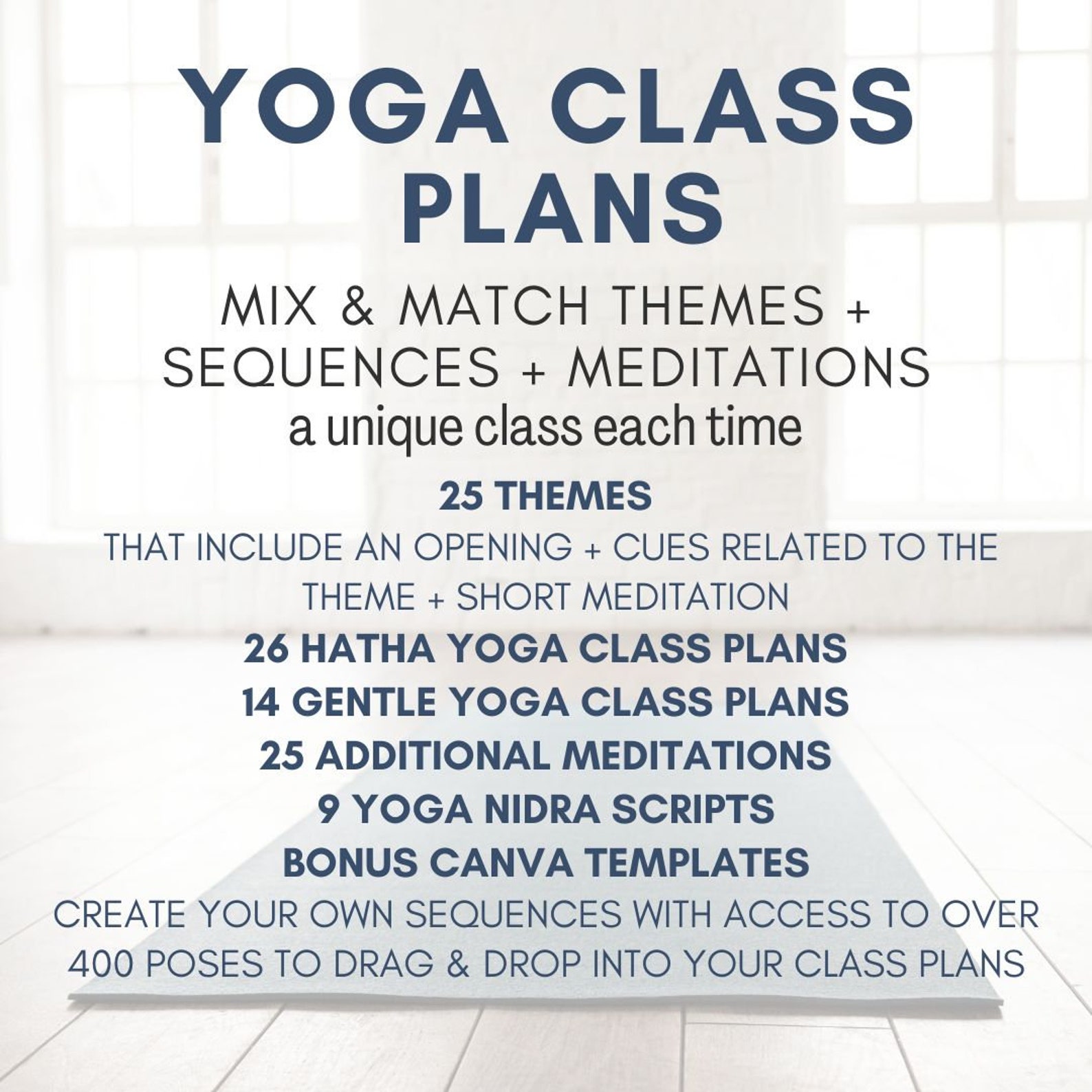 40 Yoga Class Plans + 25 Theme Scripts + 25 Addit. Meditations + 9 Yoga ...