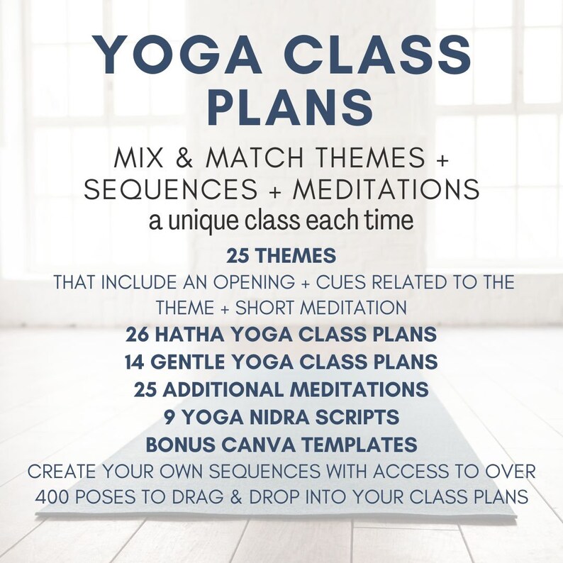 Yoga Class Plan Bundle – 40 Class Plans, 25 Themes & Canva Templates ...