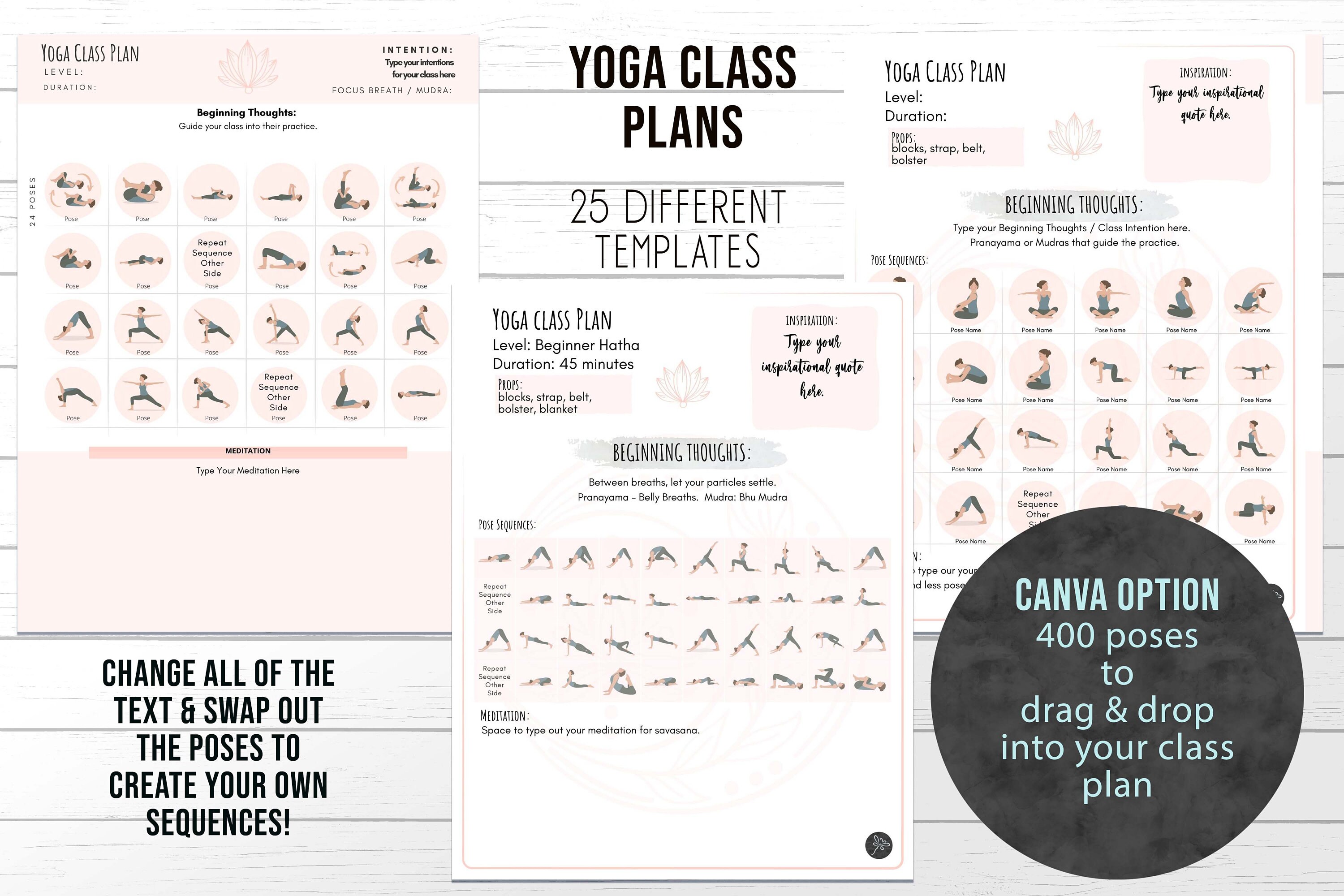 Yoga Class Planner Yoga Teacher Class Plans Yoga Class - Etsy UK
