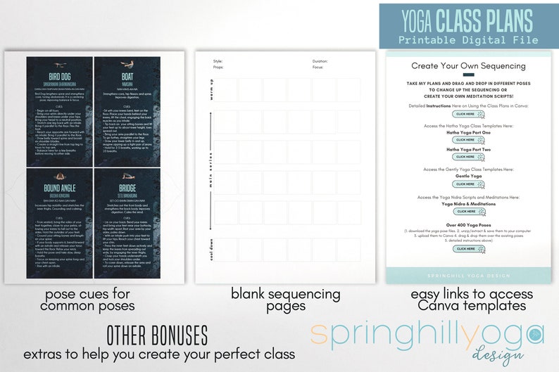 Yoga Class Plan Bundle – 40 Class Plans, 25 Themes & Canva Templates ...