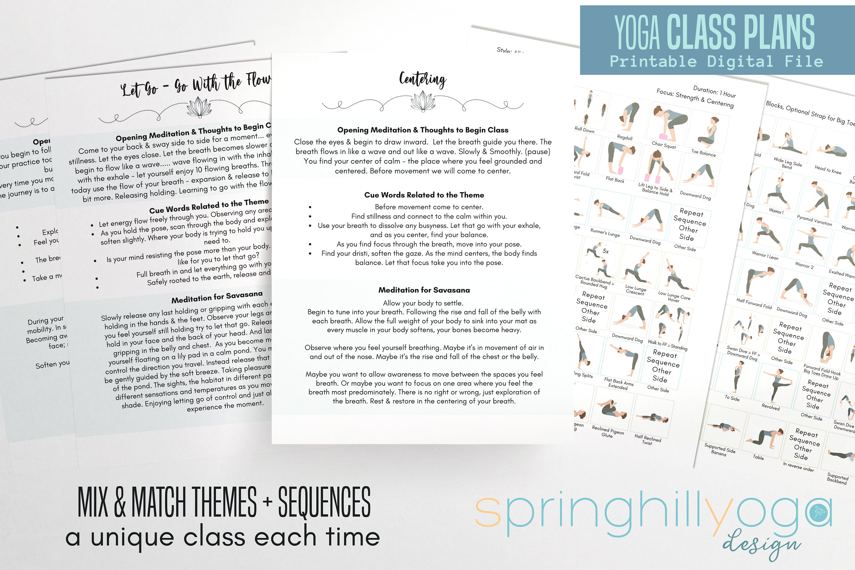 Yoga Class Plan Bundle – 40 Class Plans, 25 Themes & Canva Templates ...