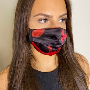 Black and Red Satin Facemask - Etsy