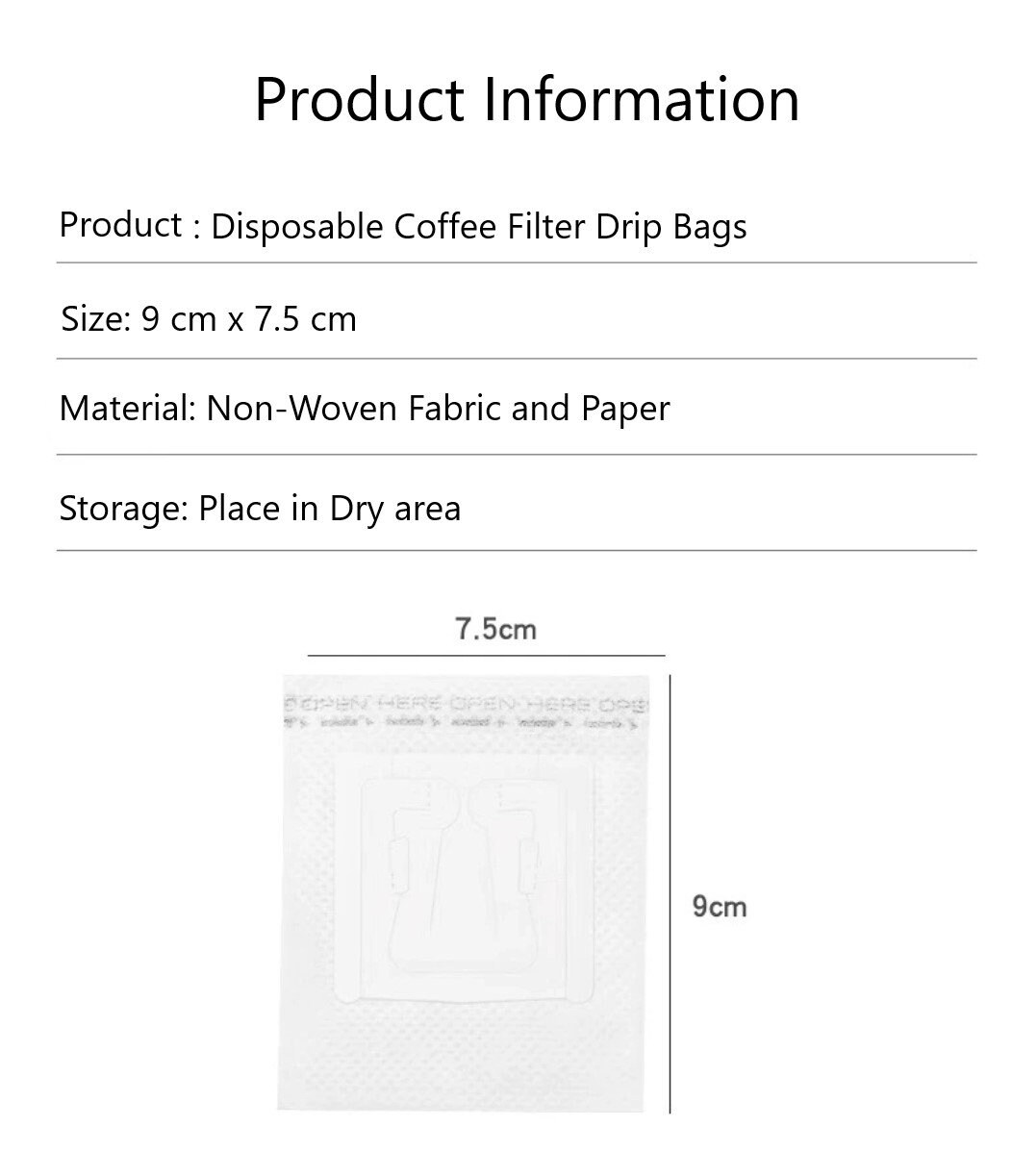 100 Pcs Disposable Coffee Filter Drip Bags, Coffee Drip Bag, One Time ...